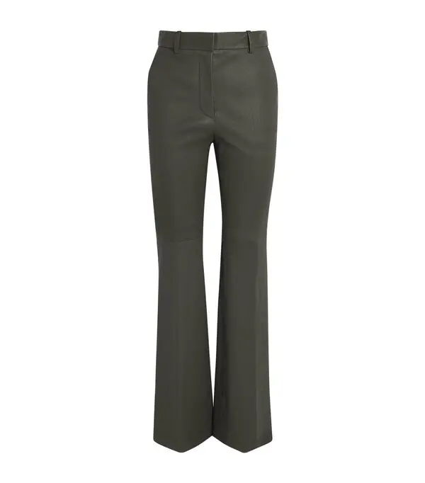 JOSEPH Tafira Flared Leather Trousers - Green