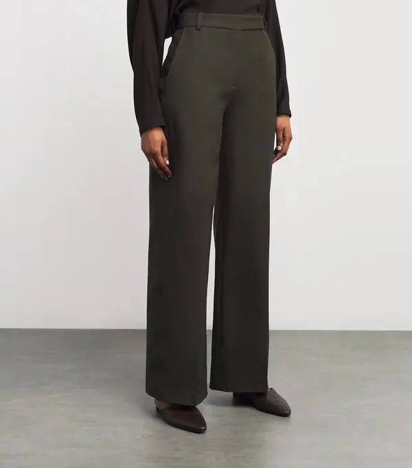 JOSEPH Gabardine Yukio Wide-leg Trousers - Green