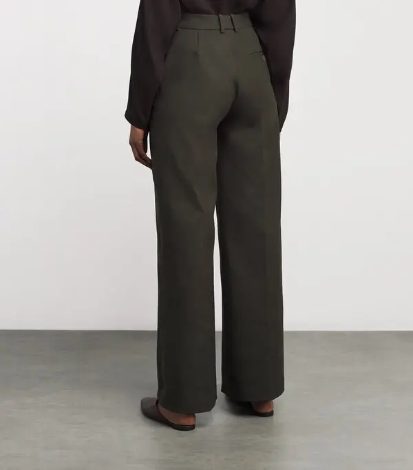 JOSEPH Gabardine Yukio Wide-leg Trousers - Green