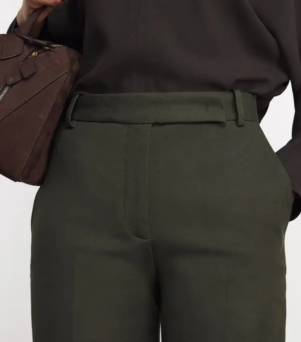JOSEPH Gabardine Yukio Wide-leg Trousers - Green