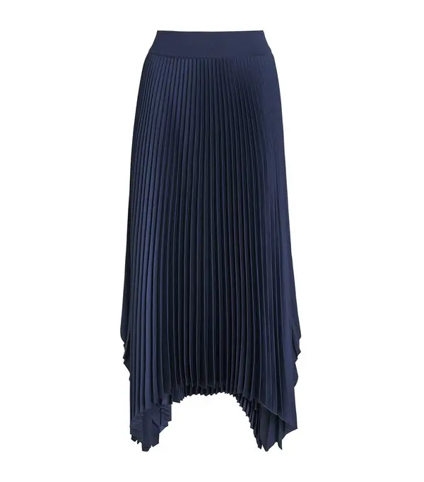 JOSEPH Plissé Ade Midi Skirt - Blue