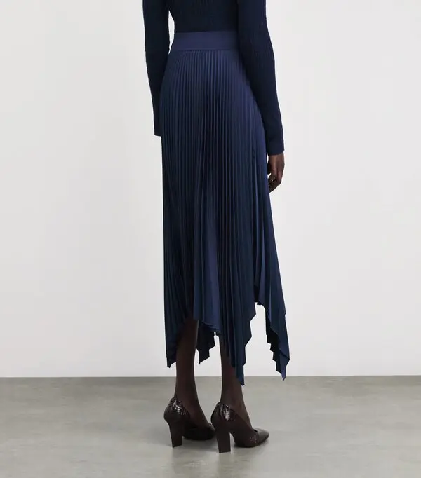 JOSEPH Plissé Ade Midi Skirt - Blue