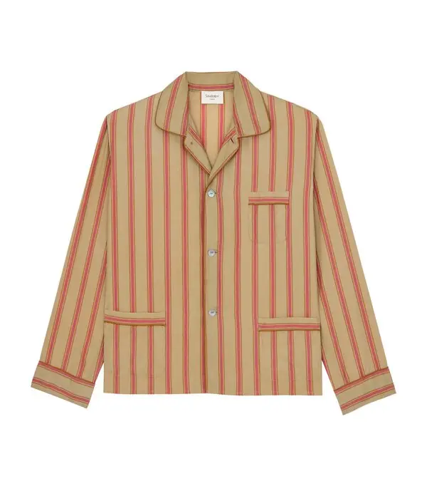 Saint Laurent Cupro Stripe Pyjama Top - Nude