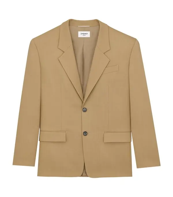 Saint Laurent Wool-mohair Single-breasted Blazer - Beige