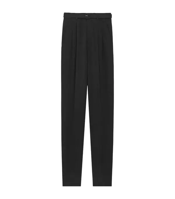 Saint Laurent Cotton Pleated Trousers - Black