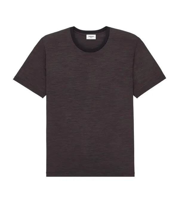 Saint Laurent Wool Stripe Cassandre T-shirt - Black