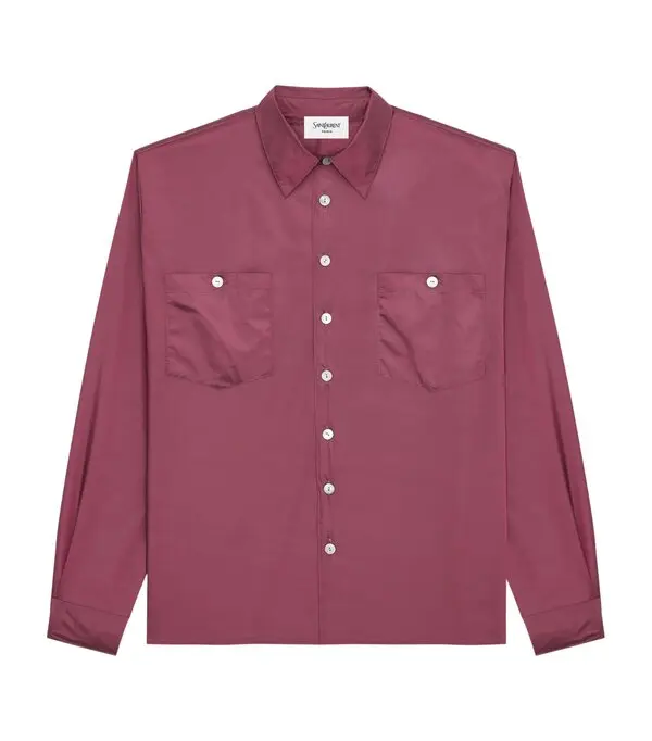Saint Laurent Taffeta Twin-pocket Shirt - Burgundy