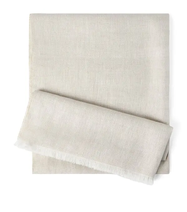 Brunello Cucinelli Linen-blend Herringbone Scarf