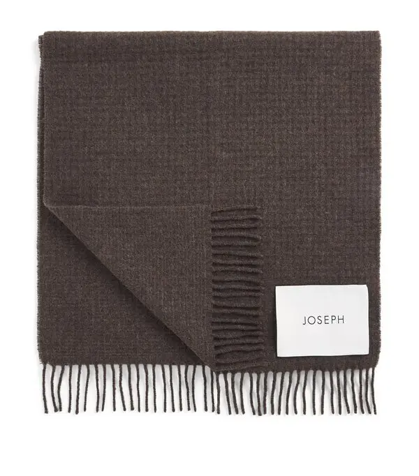 JOSEPH Wool Flora Waffle Scarf - Brown