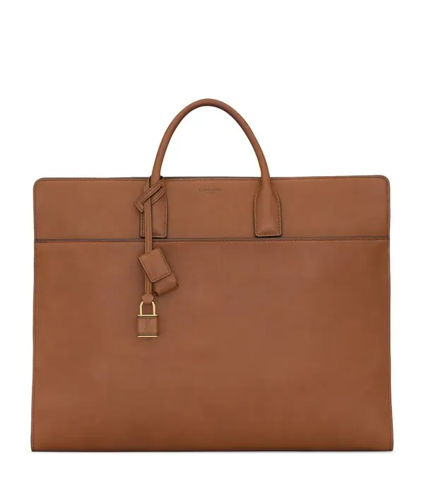 Saint Laurent Leather Sac Du Jour Briefcase - Beige