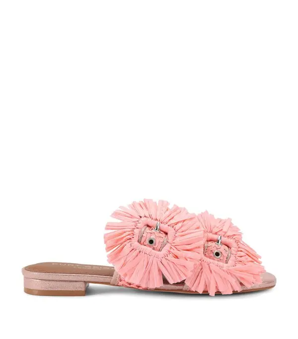 Kurt Geiger Raffia Buckle Flat Sandals - Pink