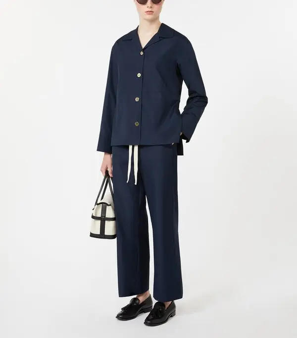 Max Mara Cotton Wide-leg Trousers - Blue