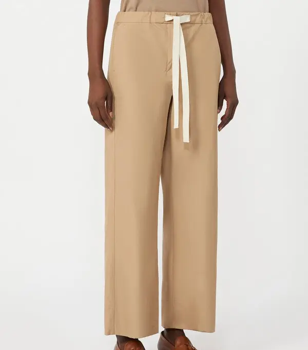 Max Mara Cotton Wide-leg Trousers - Beige