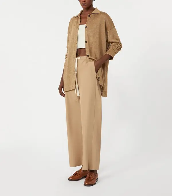 Max Mara Cotton Wide-leg Trousers - Beige