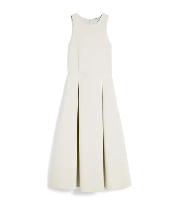 Max Mara Cotton-blend Pleated Midi Dress - Beige