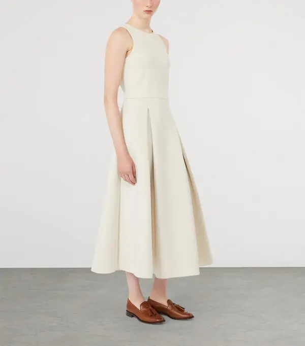 Max Mara Cotton-blend Pleated Midi Dress