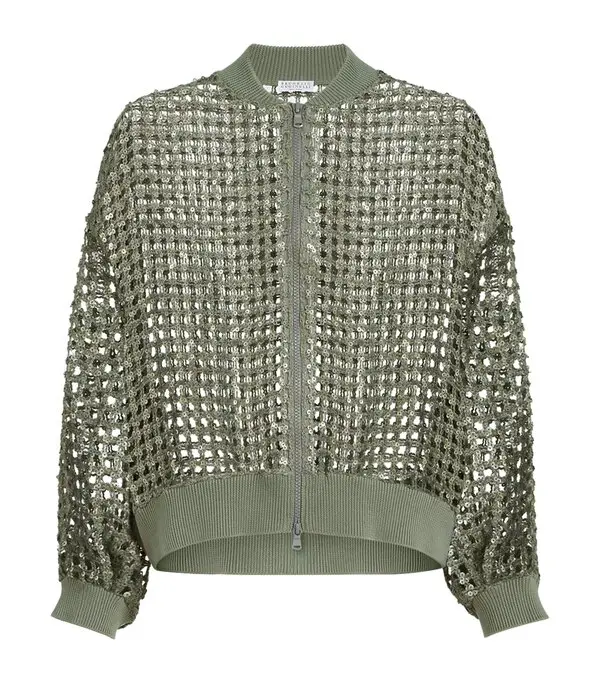 Brunello Cucinelli Sequin Mesh Cardigan