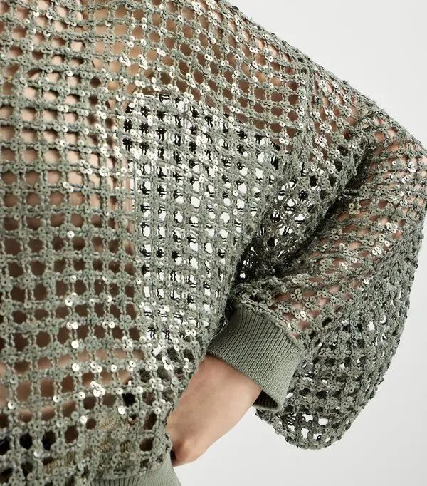 Brunello Cucinelli Sequin Mesh Cardigan
