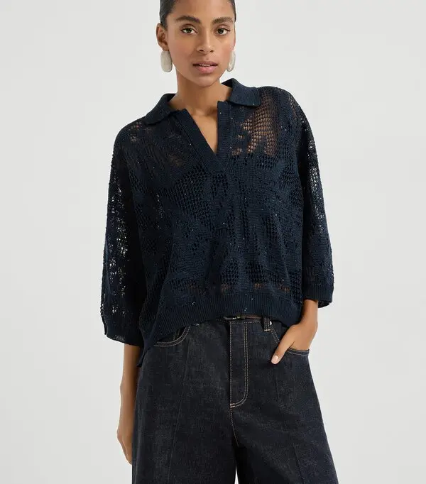 Brunello Cucinelli Linen-cotton Polo Sweater