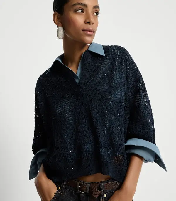 Brunello Cucinelli Linen-cotton Polo Sweater