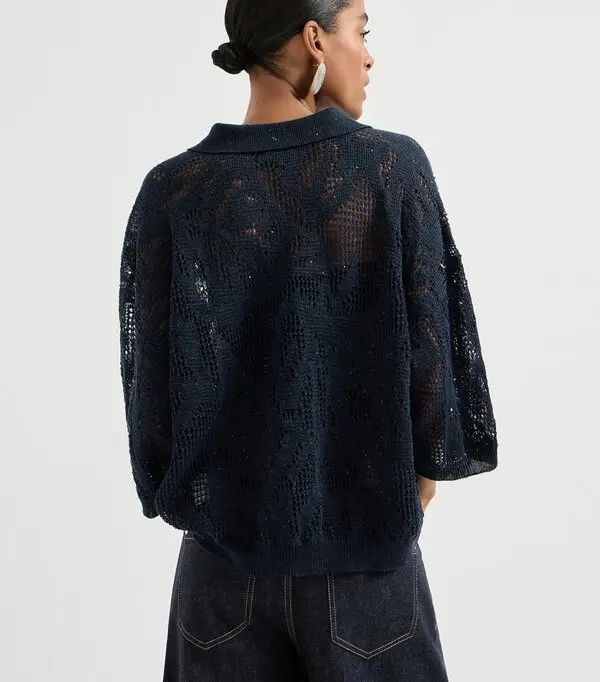 Brunello Cucinelli Linen-cotton Polo Sweater