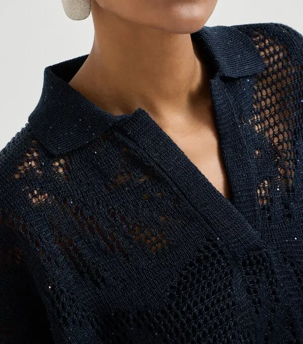 Brunello Cucinelli Linen-cotton Polo Sweater