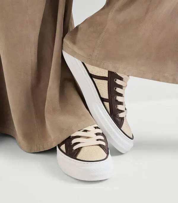 Brunello Cucinelli Techno Raffia Low-top Sneakers