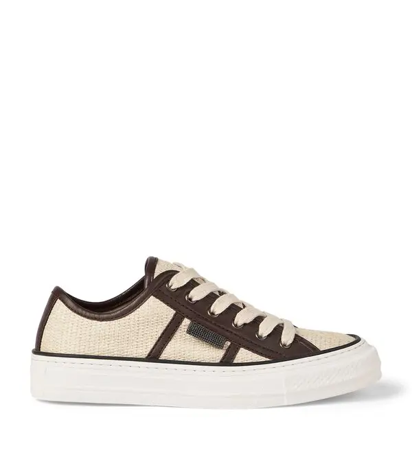 Brunello Cucinelli Techno Raffia Low-top Sneakers - Beige