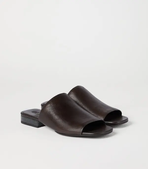 Brunello Cucinelli Leather Monili-trim Slippers