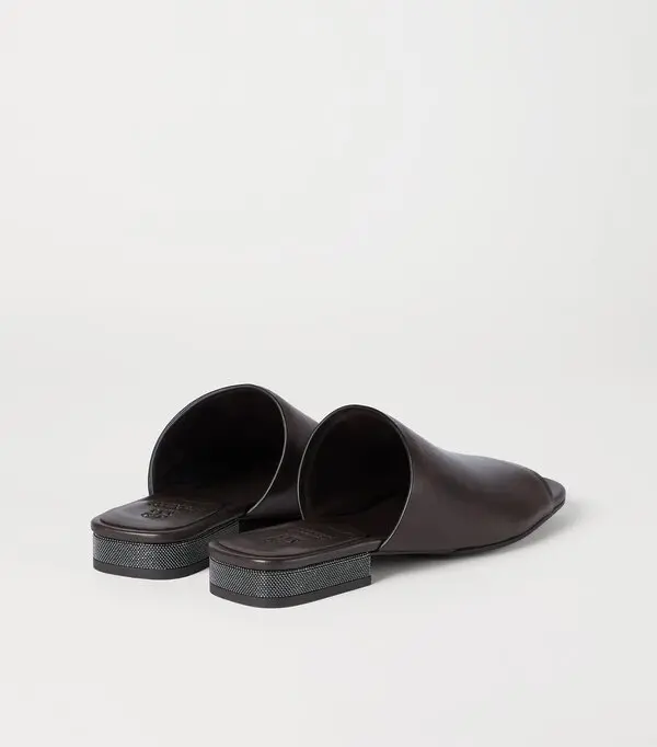 Brunello Cucinelli Leather Monili-trim Slippers
