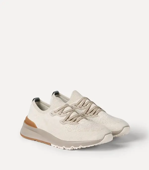 Brunello Cucinelli Cotton-blend Chiné-knit Sneakers