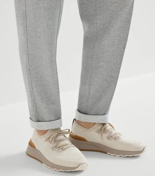 Brunello Cucinelli Cotton-blend Chiné-knit Sneakers