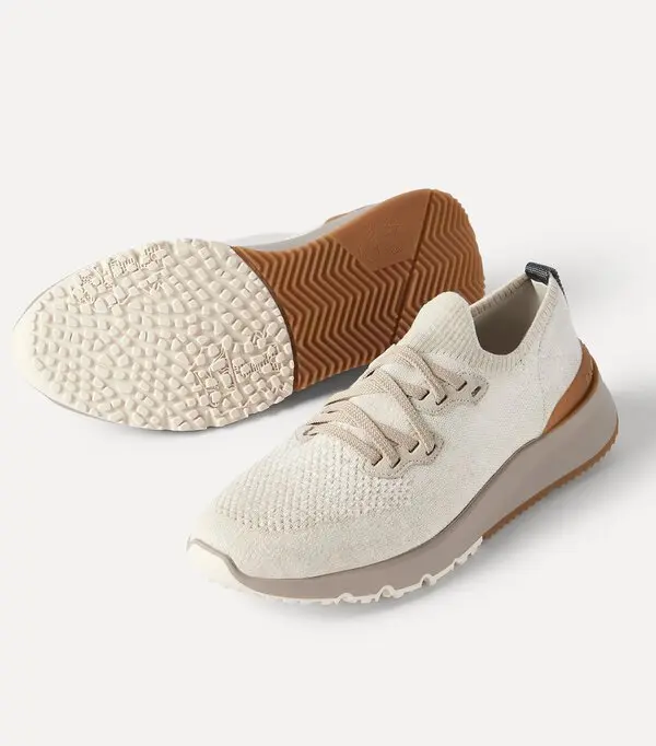 Brunello Cucinelli Cotton-blend Chiné-knit Sneakers