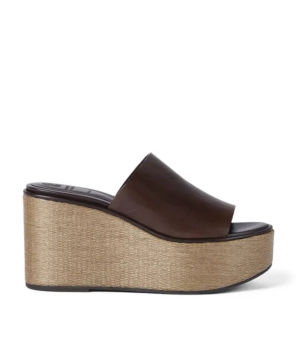 Brunello Cucinelli Leather Wedge Sandals
