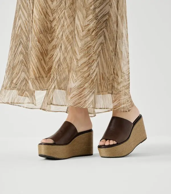Brunello Cucinelli Leather Wedge Sandals