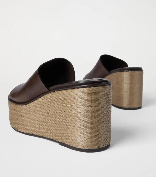 Brunello Cucinelli Leather Wedge Sandals