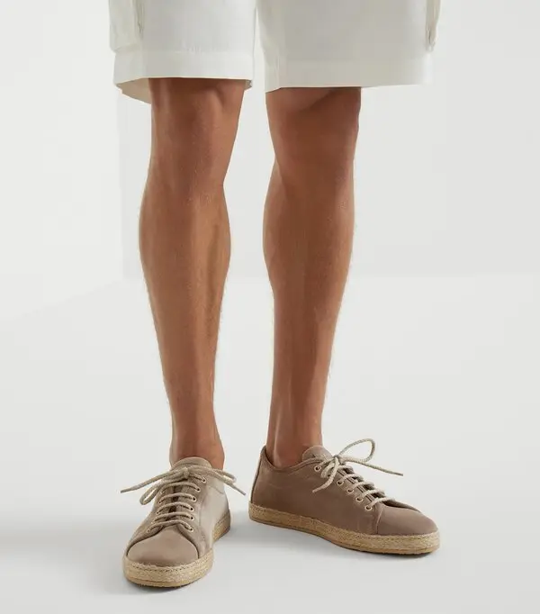 Brunello Cucinelli Reversed Calfskin Sneakers - Brown