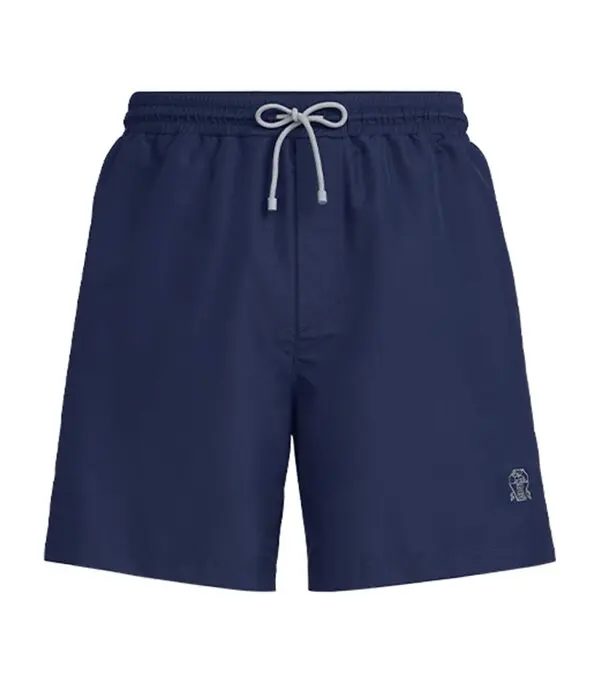 Brunello Cucinelli Embroidered Swim Shorts - Blue