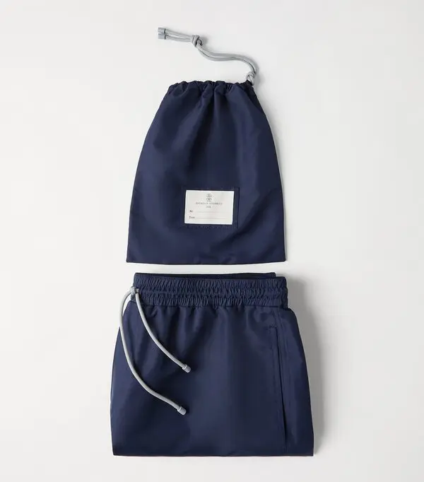 Brunello Cucinelli Embroidered Swim Shorts - Blue
