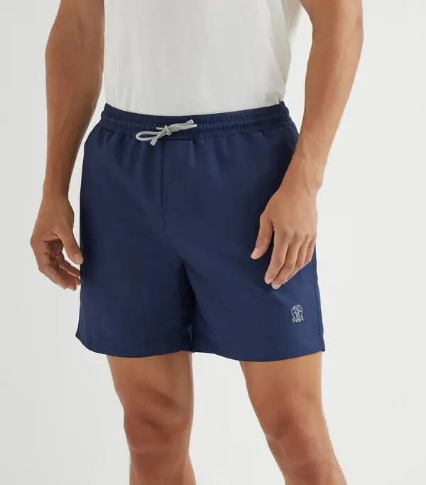 Brunello Cucinelli Embroidered Swim Shorts - Blue