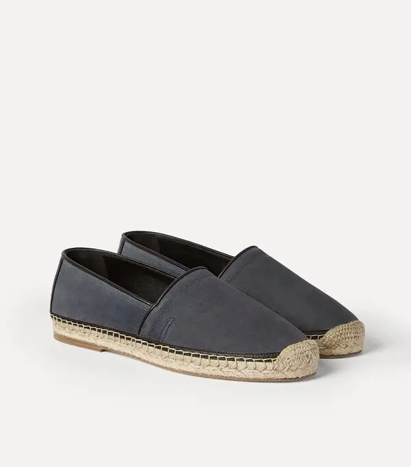 Brunello Cucinelli Grained Calfskin Espadrilles - Blue