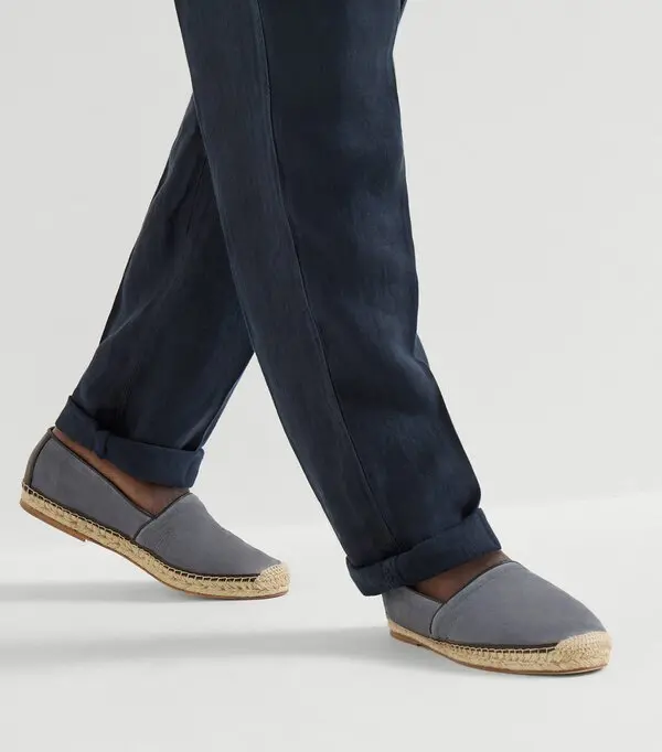 Brunello Cucinelli Grained Calfskin Espadrilles - Blue