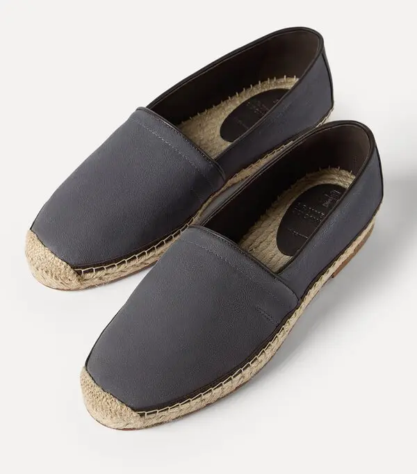 Brunello Cucinelli Grained Calfskin Espadrilles - Blue