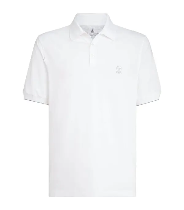 Brunello Cucinelli Cotton Logo Polo Shirt - White