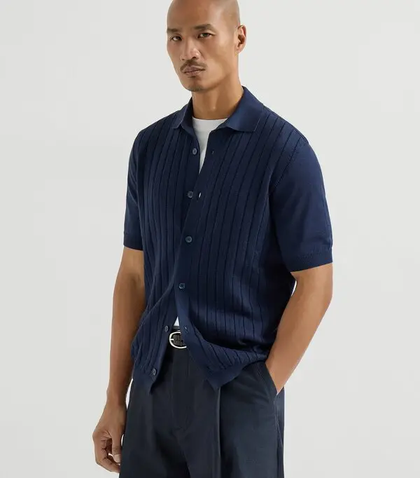 Brunello Cucinelli Cotton Ribbed Short-sleeve Cardigan