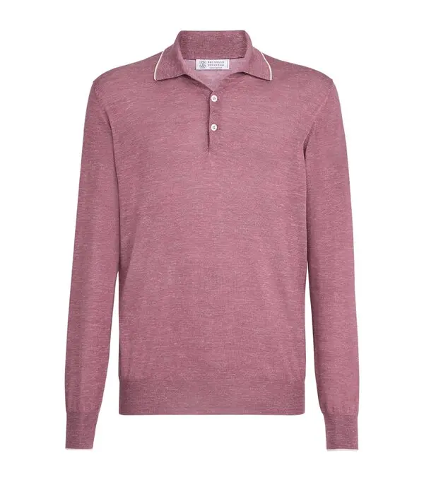 Brunello Cucinelli Cashmere-silk-hemp Polo Shirt - Red