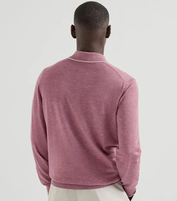 Brunello Cucinelli Cashmere-silk-hemp Polo Shirt - Red