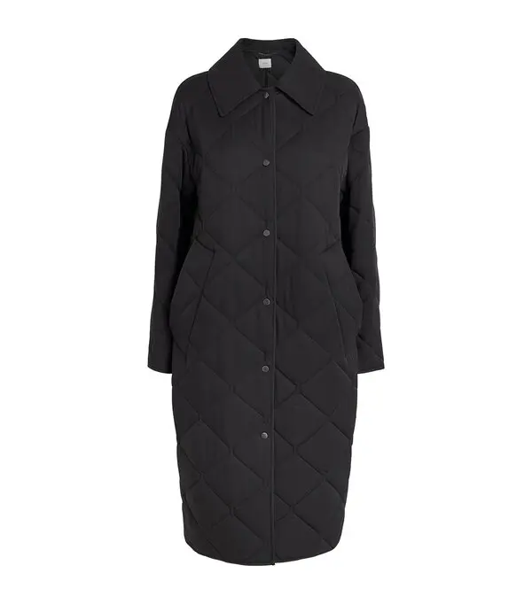 JOSEPH Diamond Quilted Penny Coat - Black