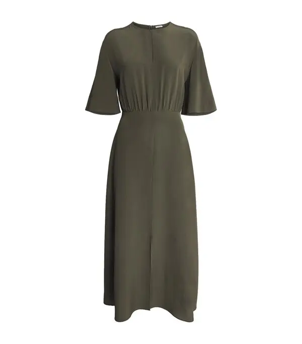 JOSEPH Silk Crepe Silsila Midi Dress - Green