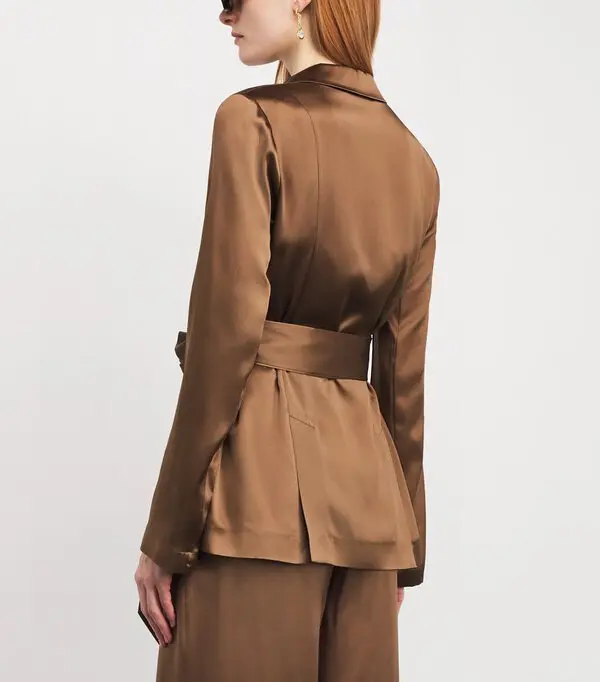 JOSEPH Silk Satin Archer Jacket - Brown